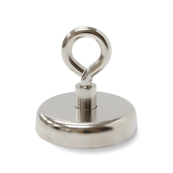 Neodymium Cap Magnet with Eyelet for Hanging and Securing